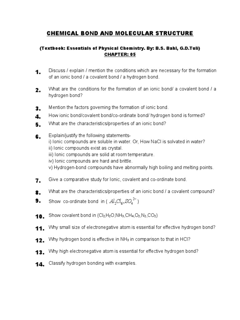 Chemical Bond and Molecular Structure | PDF