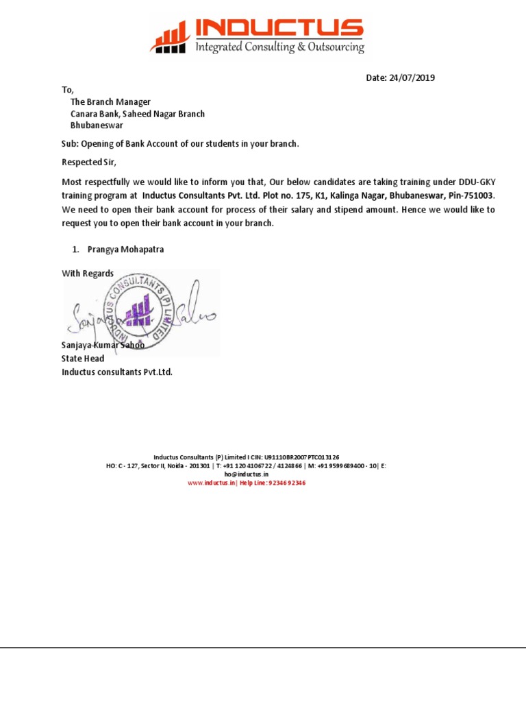 Letter To Bank | PDF