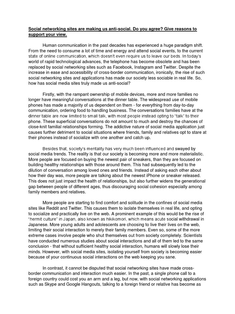 Argumentative Essay | PDF | Social Networking Service | Social Media