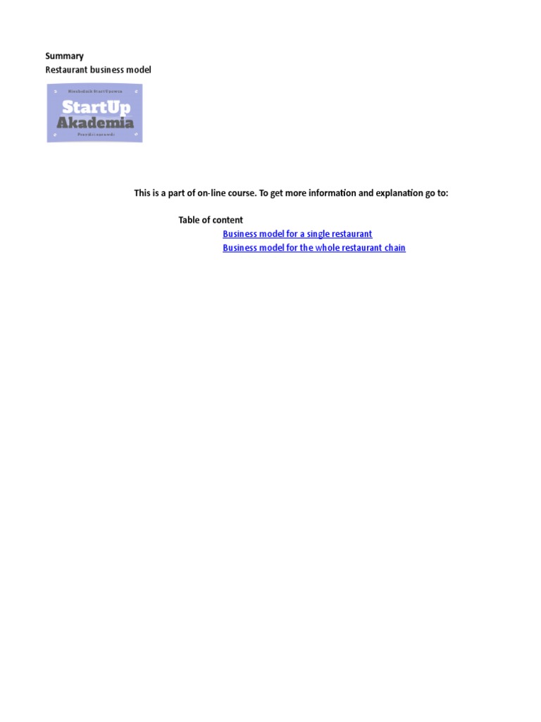 Restaurant-Business Model | PDF | Earnings Before Interest | Internal ...