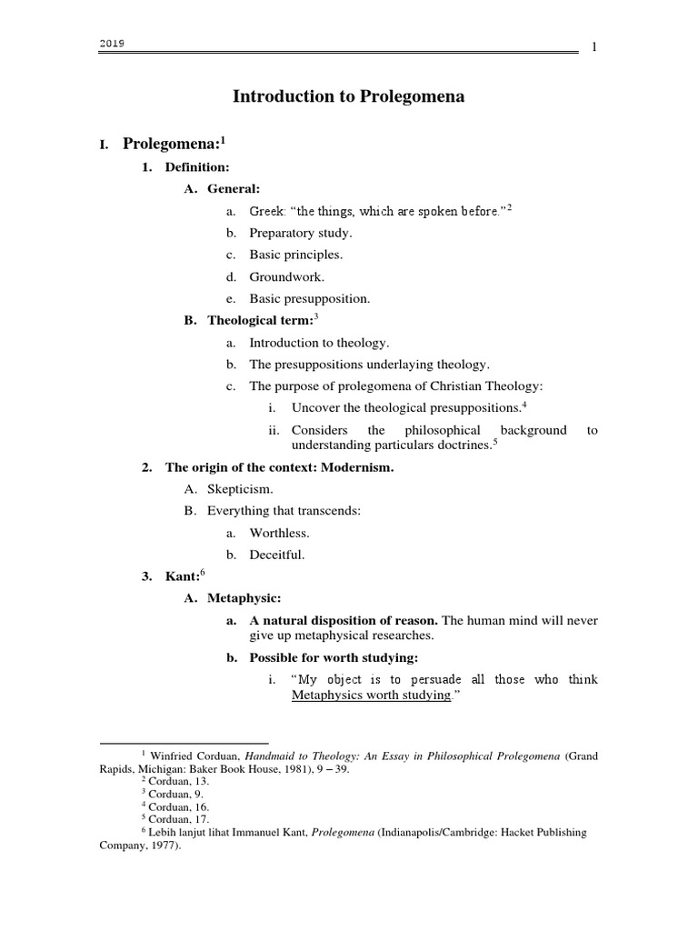 Introduction To Prolegomena | PDF | Metaphysics | Theology