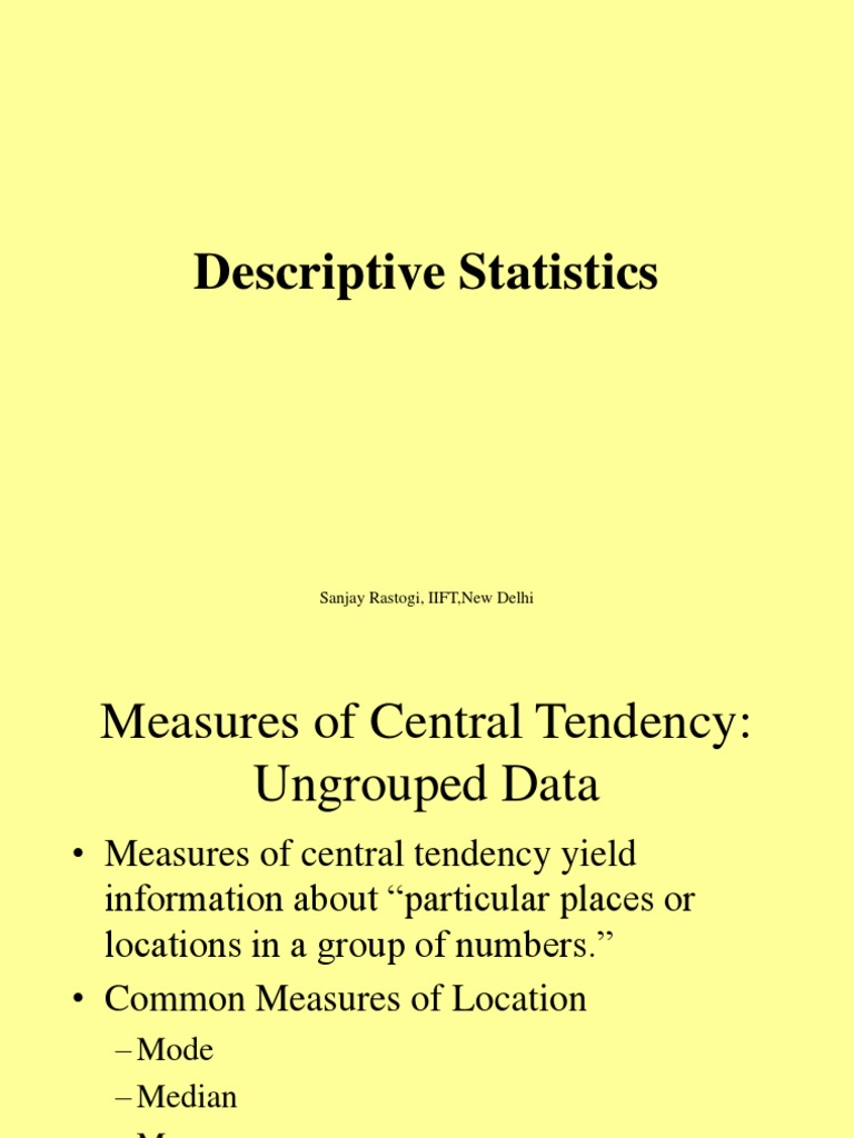 Measures of Central Tendency and Variability in Descriptive Statistics | PDF | Coefficient Of ...