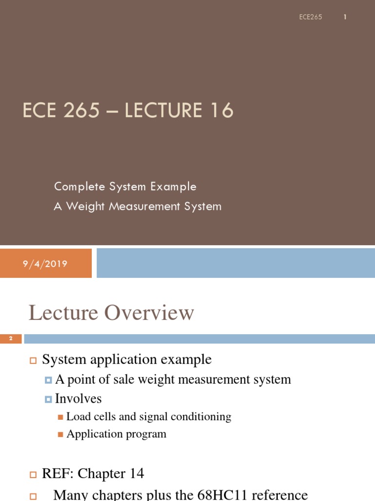 Lecture 16 - Systems - Weight Measurement System | PDF | Electrical ...