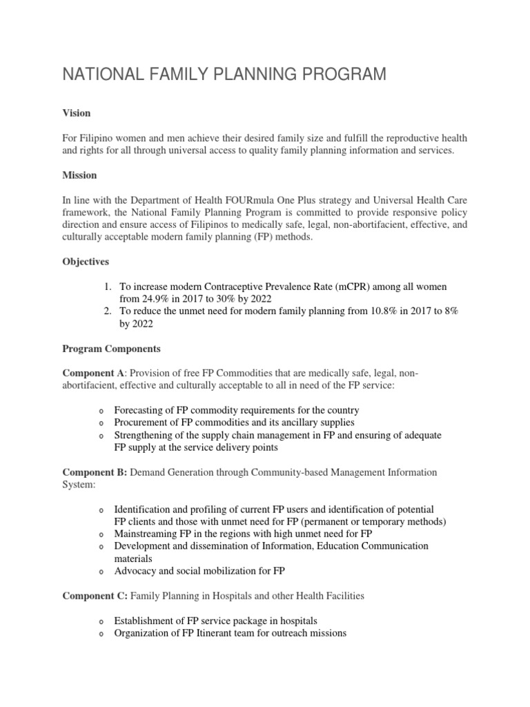 National Family Planning Program | PDF | Family Planning | Reproductive ...