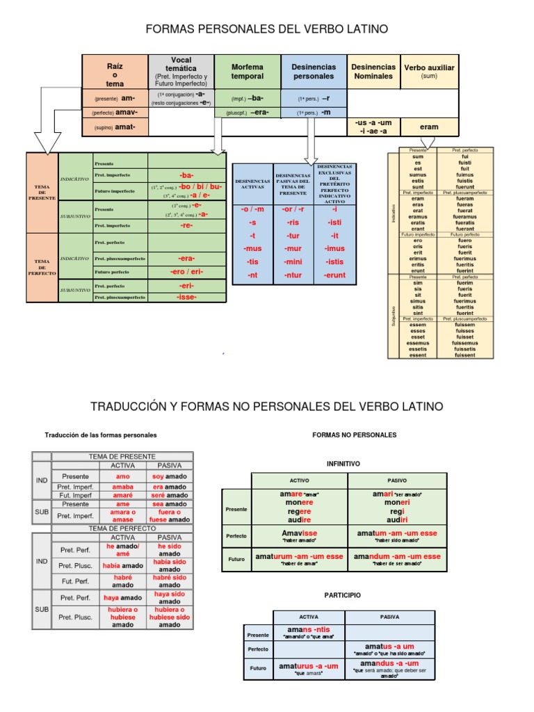 Formas del Verbo Latino: Conjugaciones | PDF | Conjugación gramatical ...