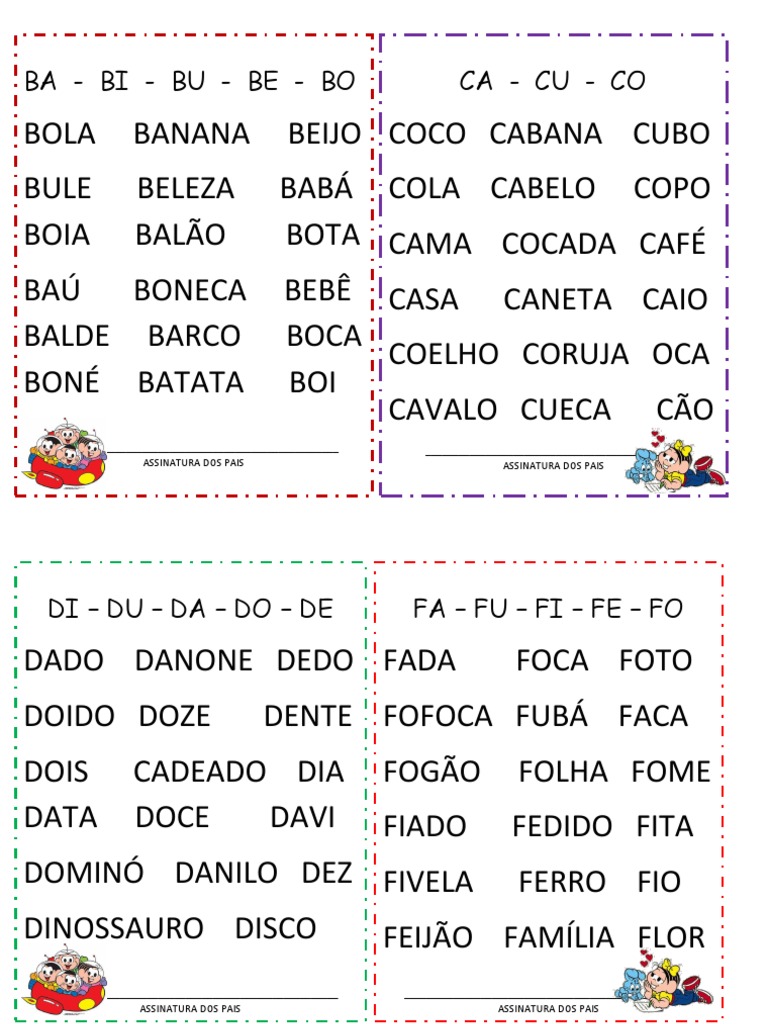 Lista De Palavras Iniciadas Por Letras Do Alfabeto Para Atividade