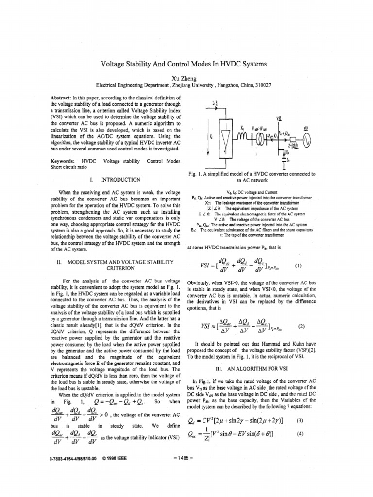 HVDC Voltage Stability Control Analysis | PDF | High Voltage Direct ...