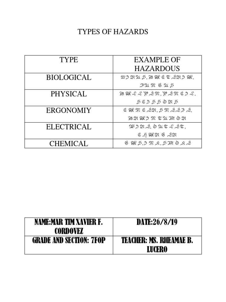 Types of Hazards | PDF