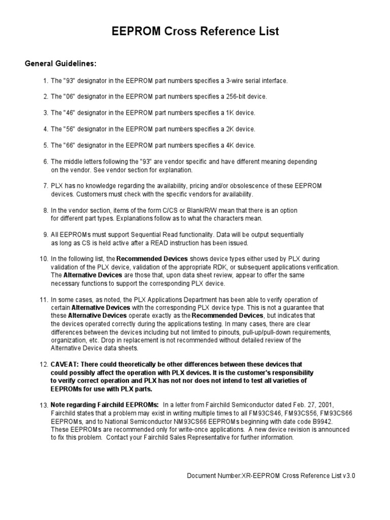 EEPROM Cross Reference (In Detail) | PDF | Integrated Circuit ...