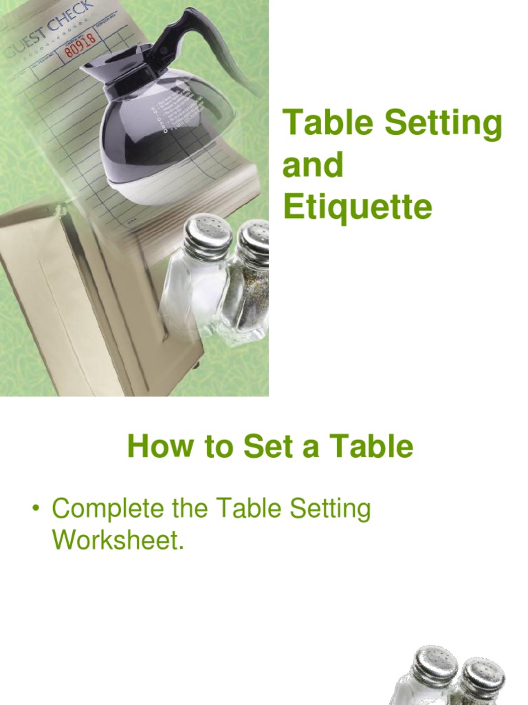 Table Setting and Dining Etiquette Guide | PDF | Tableware | Domestic ...