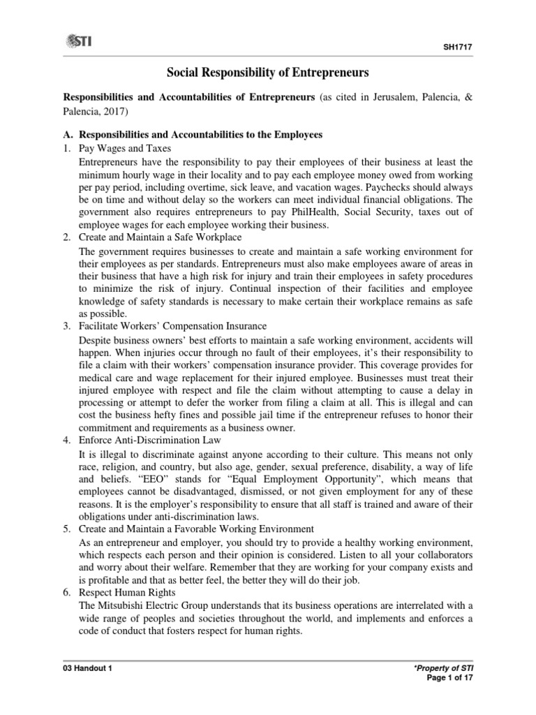 03 Handout 1 PDF | PDF | Corporate Social Responsibility | Employment