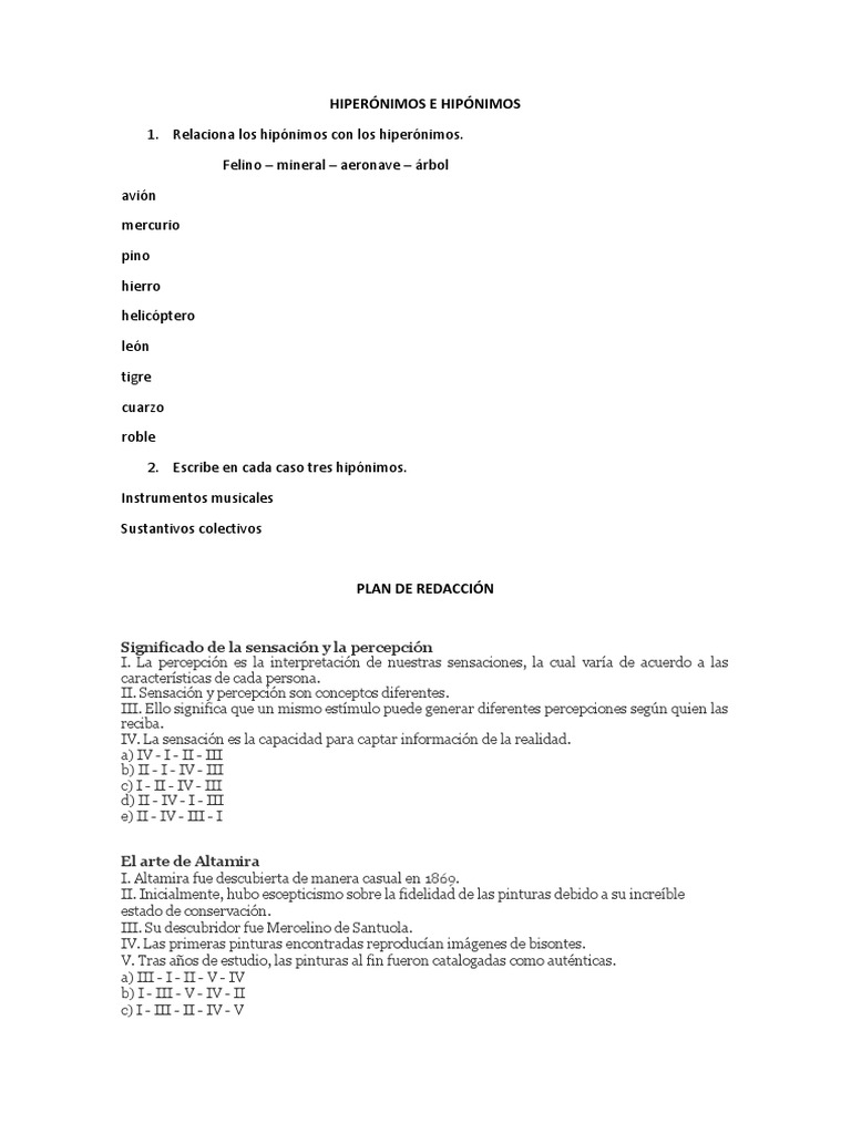 Plan de Redacción - Oraciones Eliminadas | PDF | Percepción | Agricultura