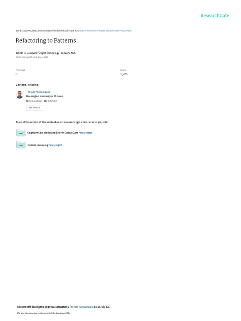 Refactoring To Patterns Download Free Pdf Software Design Pattern Object Oriented Programming