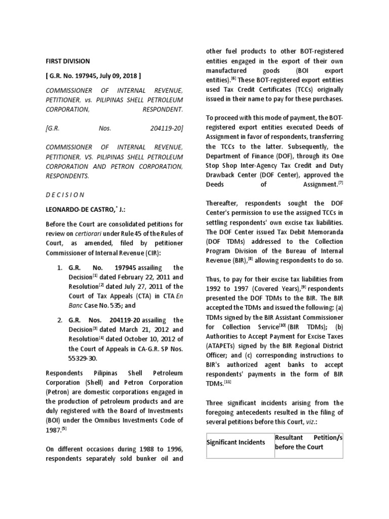 Tax Dispute: CIR vs. Shell & Petron | PDF | Judgment (Law) | Res Judicata