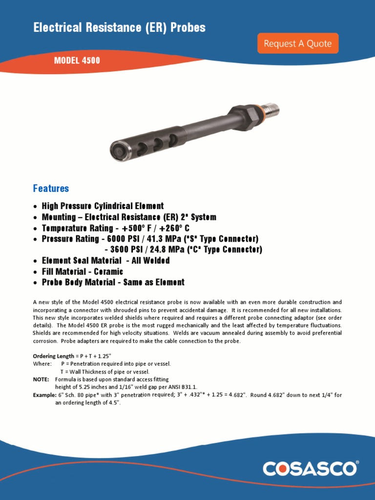 4500 ER High Pressure Retrievable Probe | PDF | Pipe (Fluid Conveyance ...