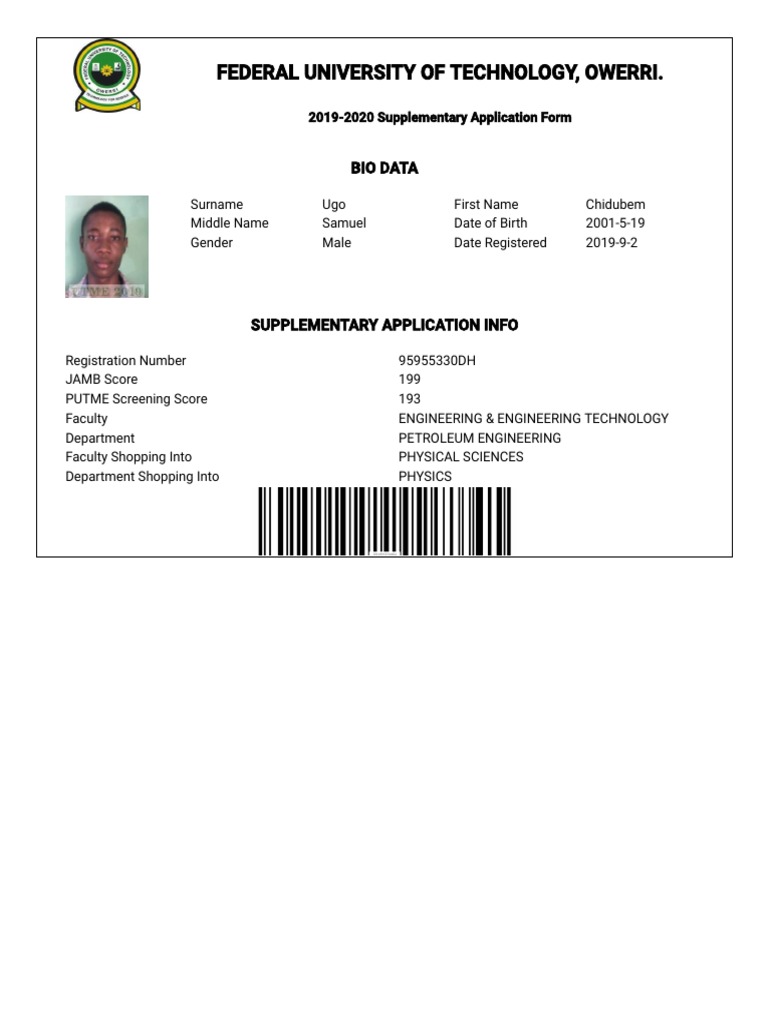 Samuel Supplementary (Now) FUTO School Manager | PDF