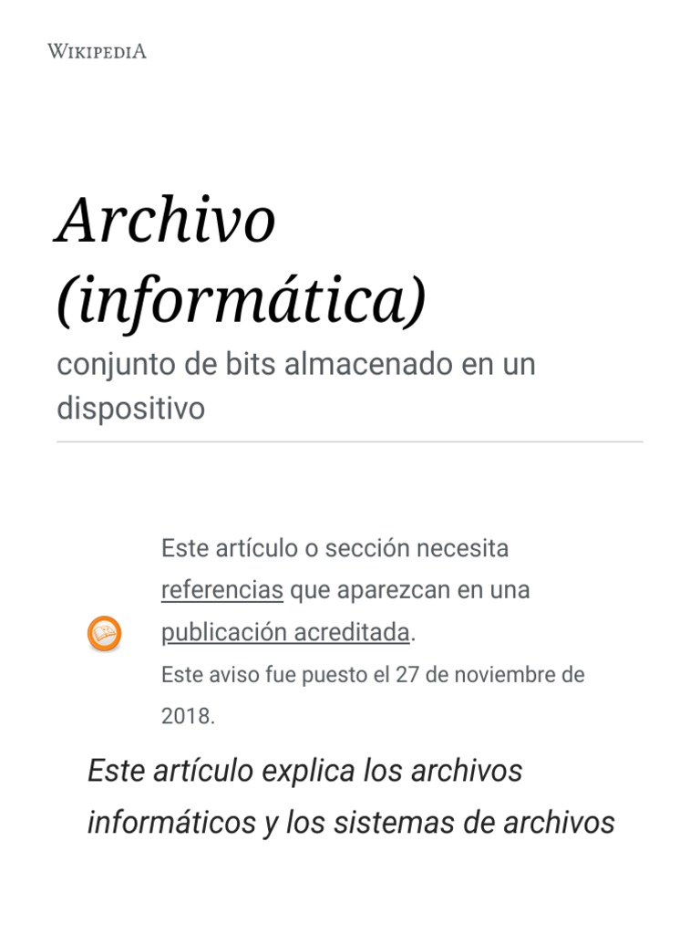 Archivo (Informática) - Wikipedia, La Enciclopedia Libre | PDF ...