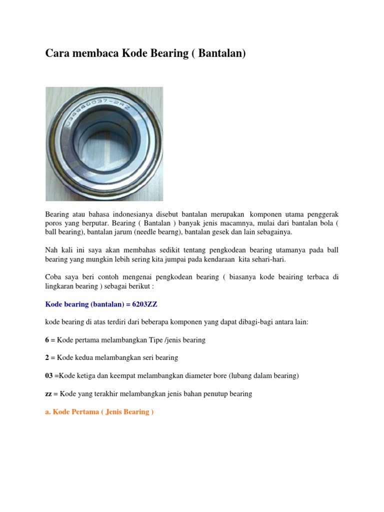 Cara Membaca Kode Bearing | PDF