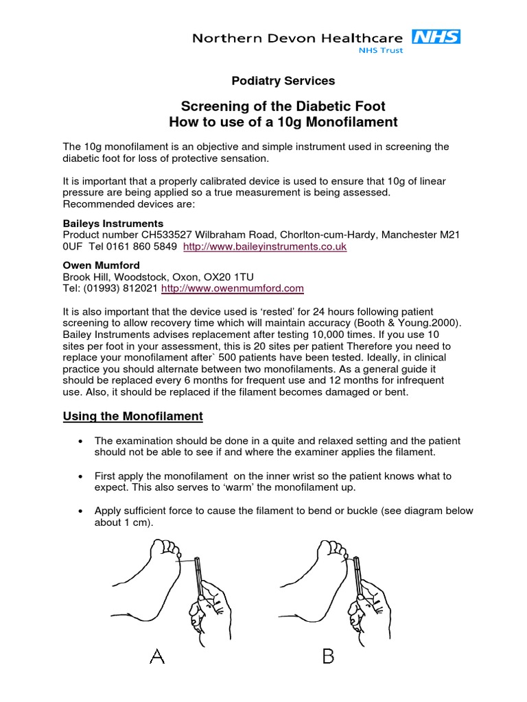 How To Use A 10 Monofilament | Download Free PDF | Diabetes Mellitus ...