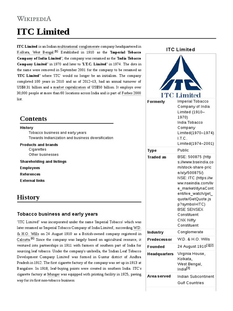 ITC Limited | PDF | Companies | Business
