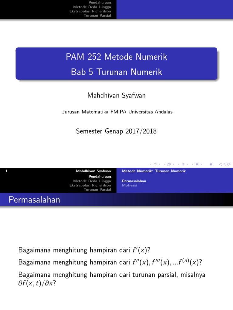 Turunan Numerik | PDF | Metode & Bahan Ajar