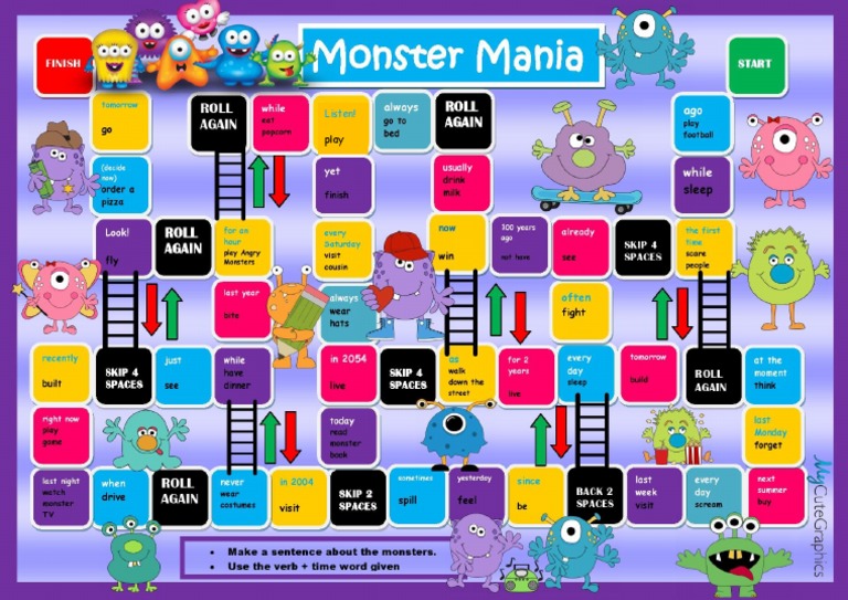 All Tenses Monster Boardgame Boardgames Fun Activities Games Games ...