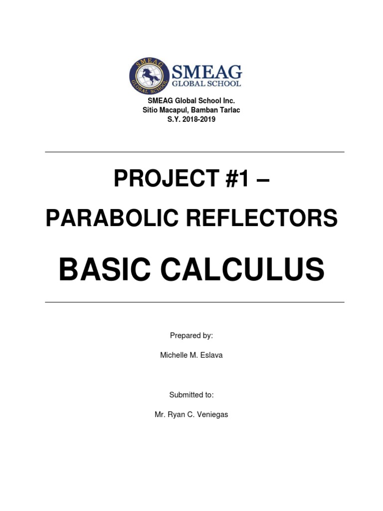 Project #1 - Parabolic Reflectors: Basic Calculus | PDF | Teaching ...