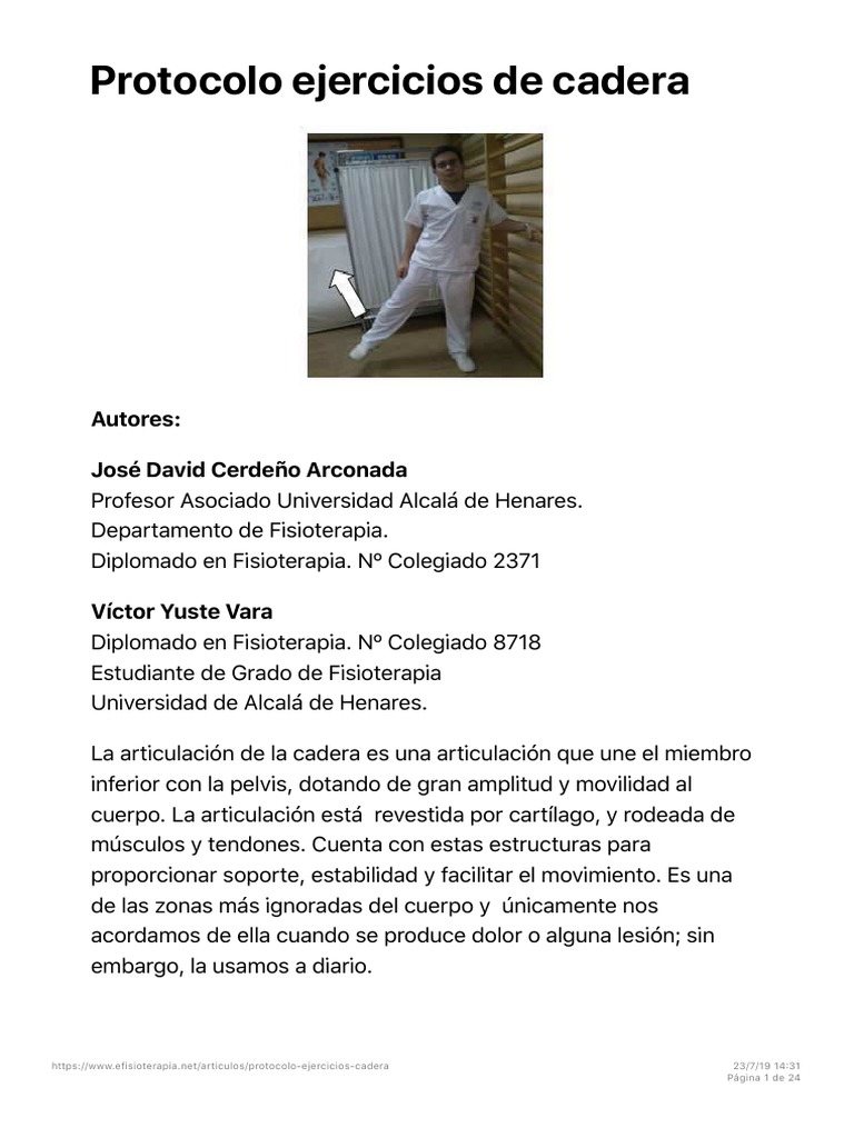 Protocolo Ejercicios de Cadera | PDF | Rodilla | Sistema musculoesquelético