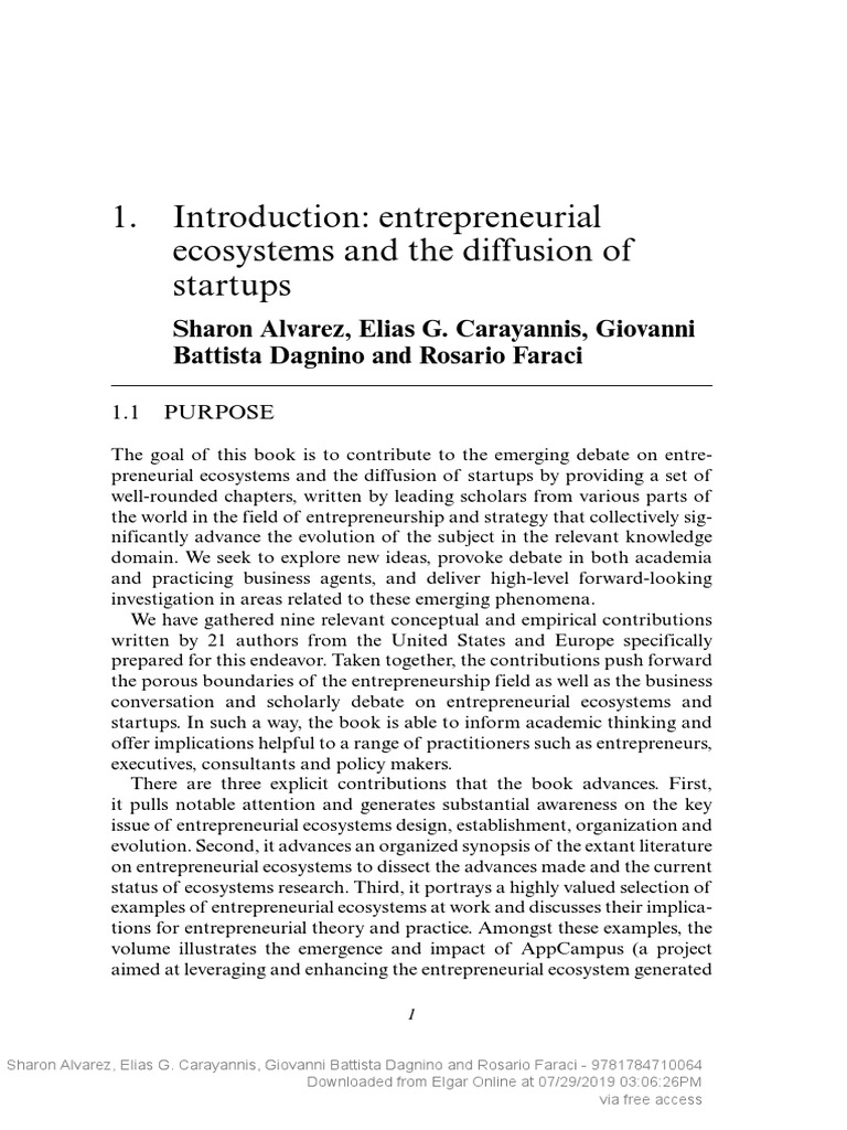 Introduction: Entrepreneurial Ecosystems and The Diffusion of Startups ...