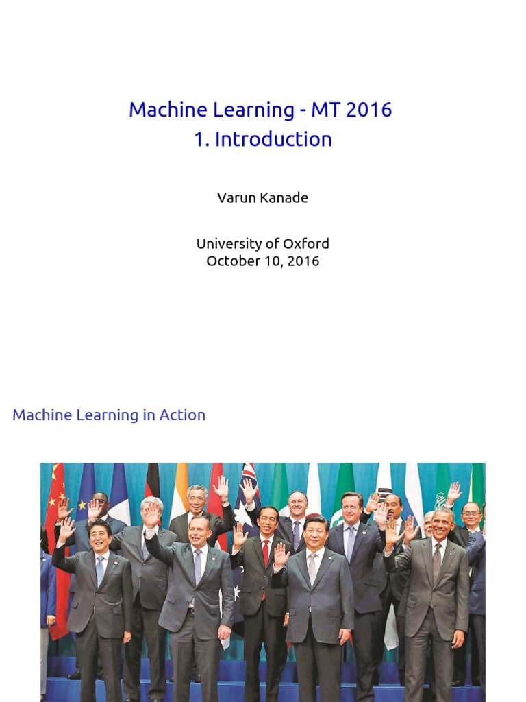 Machine Learning - MT 2016: Varun Kanade | PDF | Artificial Neural ...