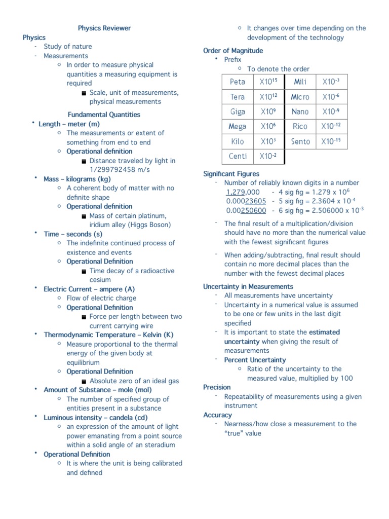 Physics Reviewer | PDF | Measurement | Applied And Interdisciplinary ...