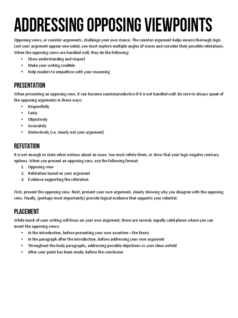 Addressing Opposing Viewpoints PDF | PDF | Argument | Logic