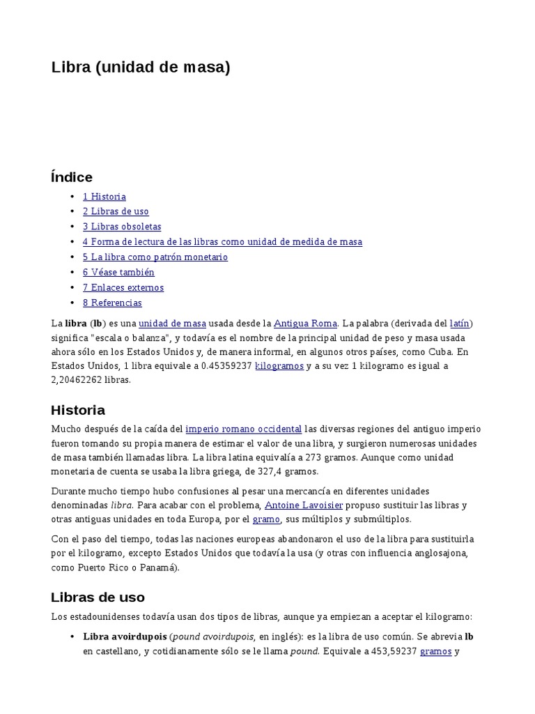 La libra: unidad de masa y peso | PDF | Libra (masa) | Notación