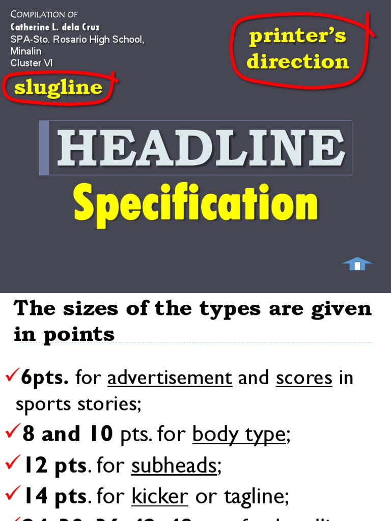 Printer's Direction Slugline: Headline | PDF | Newspapers | Journalism