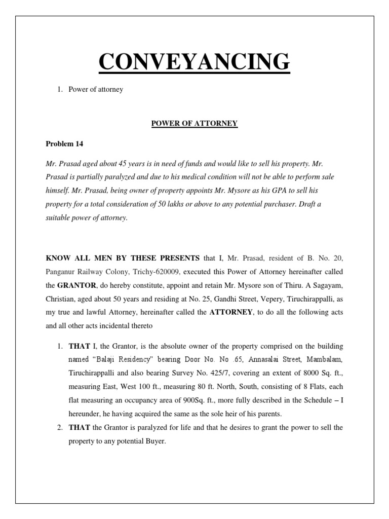 Conveyancing: Power of Attorney Problem 14 | PDF | Mortgage Law ...