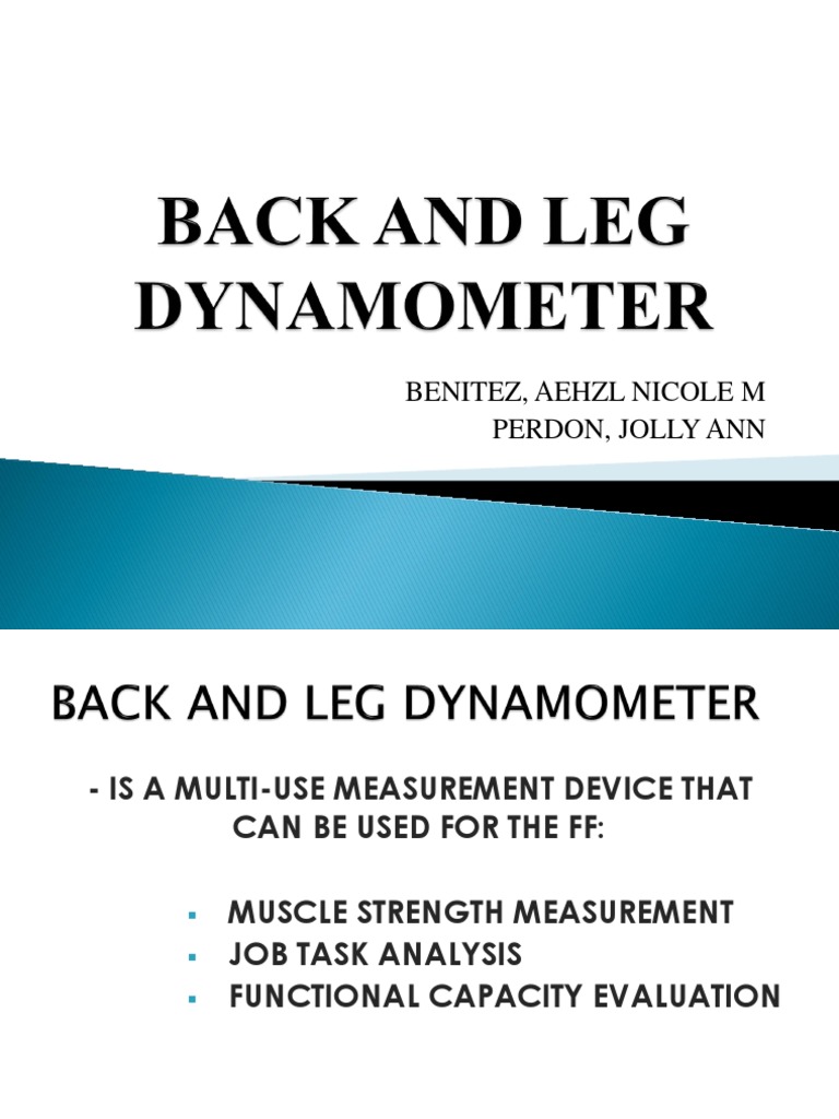 Back and Leg Dynamometer | PDF | Self-Improvement | Wellness