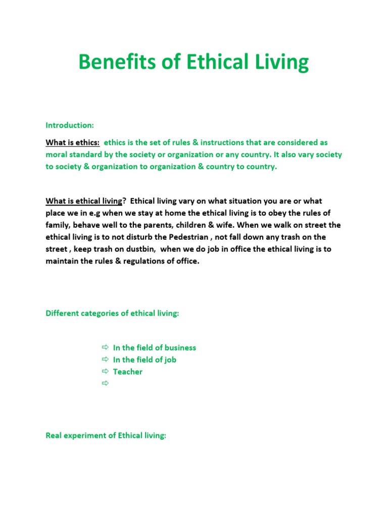 Benefits of Ethical Living | PDF