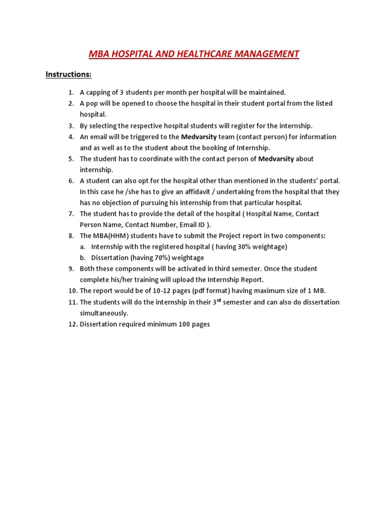 MBA HMM TRAINING Guidelines | PDF