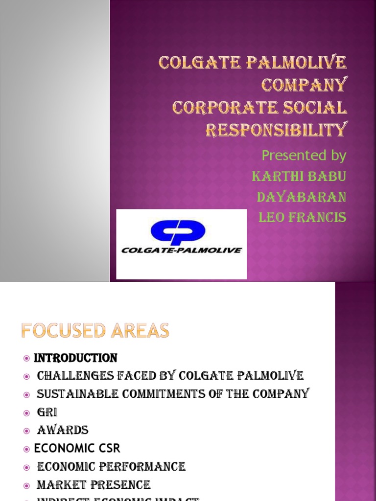 Colgate-Palmolive's CSR Initiatives | PDF | Corporate Social ...