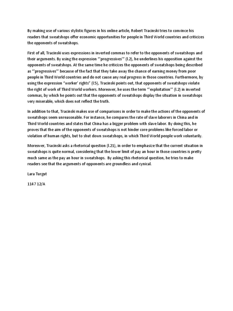 Tracinski's Defense of Sweatshops | PDF | Social Science
