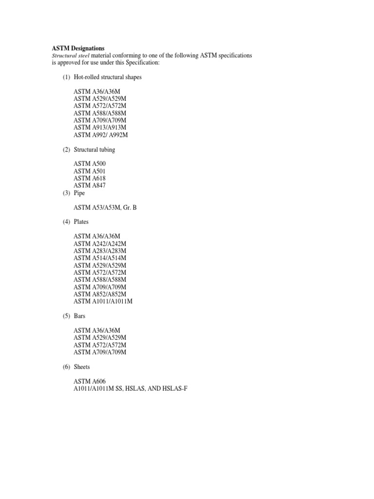 ASTM Specifications for Structural Steel | PDF