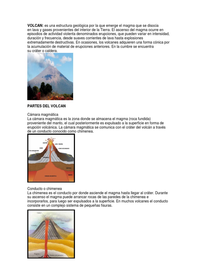 Partes y tipos de volcanes explicados | PDF | Volcán | Tipos de ...