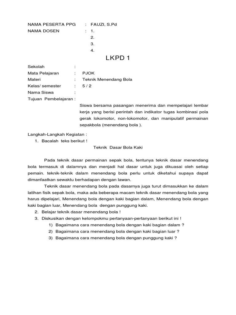 Tugas 1.4 Praktik Membuat LKPD PDF | PDF