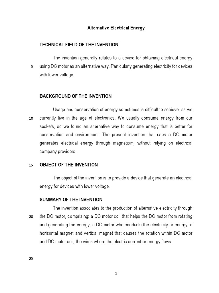 Example Invention | PDF | Electric Motor | Direct Current