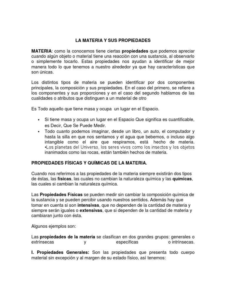 Propiedades de la Materia y Estados | PDF | Sustancias químicas | Moléculas