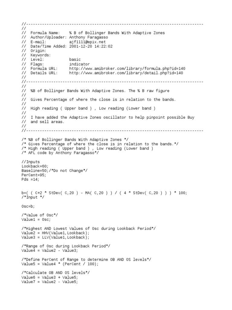Bollinger Bands % With Adaptive Zones - Afl | PDF | Teaching ...