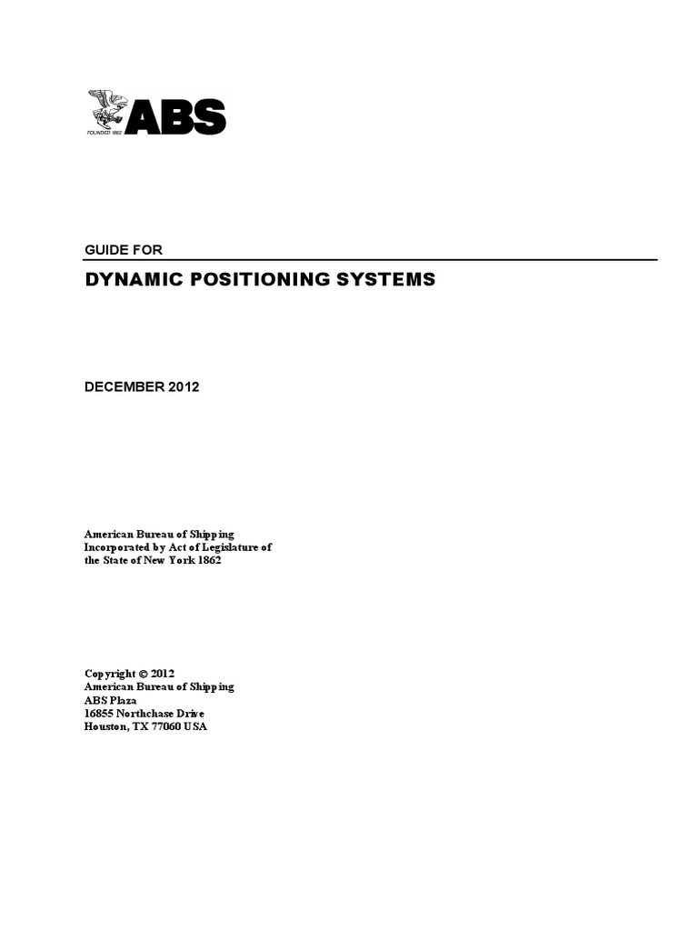 Dynamic Positioning Systems: Guide For | PDF