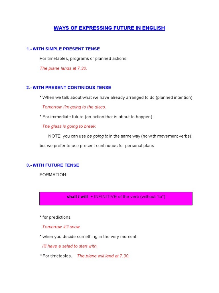 Ways of Expressing Future in English: 1.-With Simple Present Tense | PDF