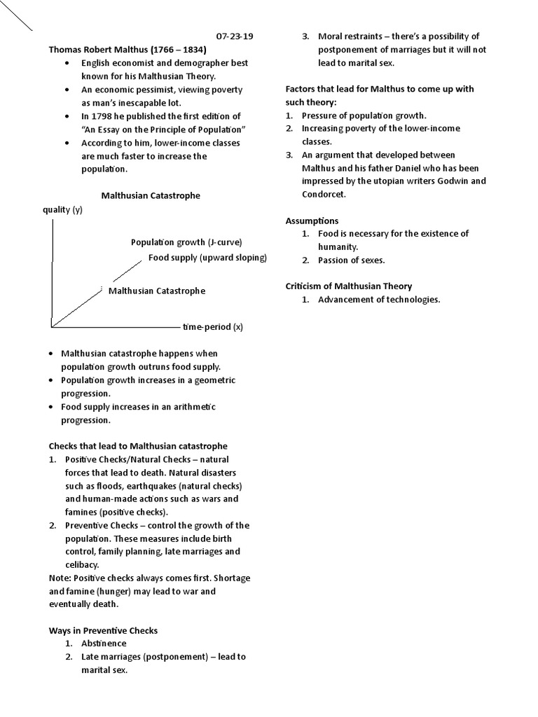An Analysis of Thomas Malthus' Malthusian Theory of Population | PDF ...