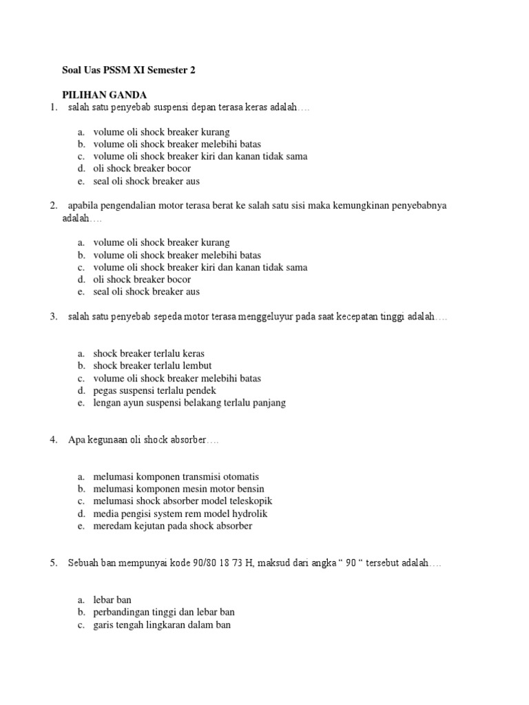Soal Uas PSSM XI Semester 2 | PDF | Griya & Taman | Teknologi & Rekayasa